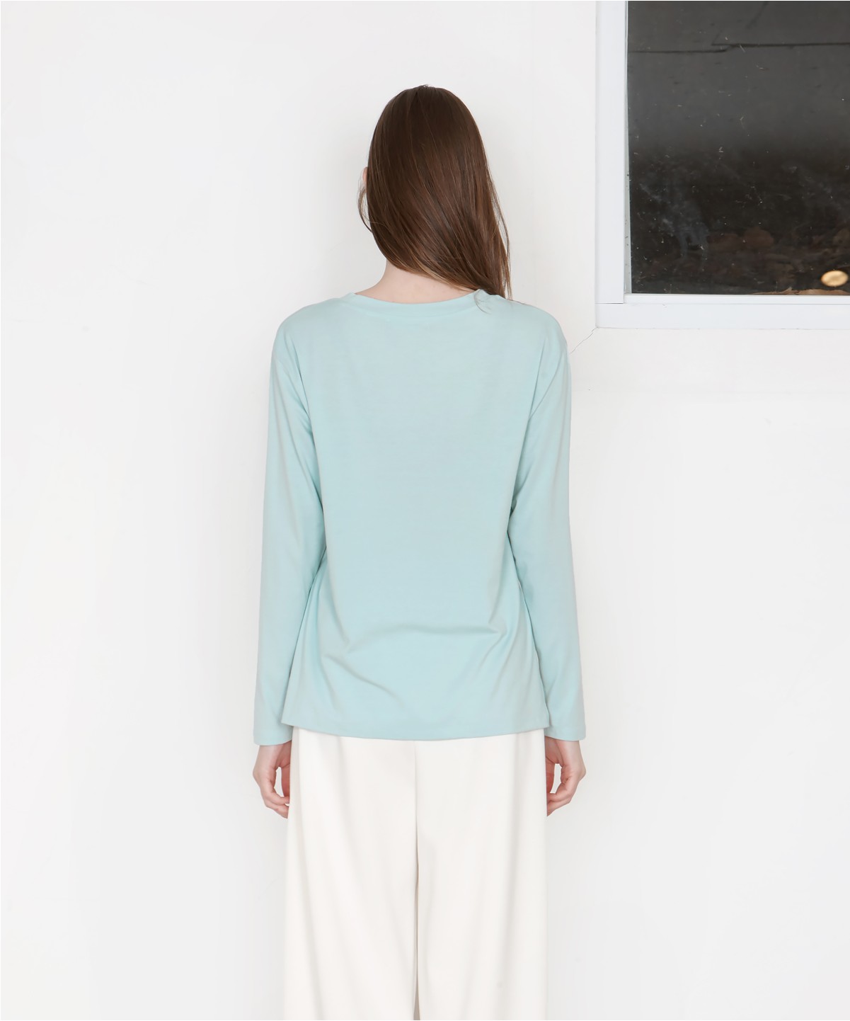 Deviwear Cozy Long Sleeve Tee Shirt Pale Mint | Basic Tees for Women ...