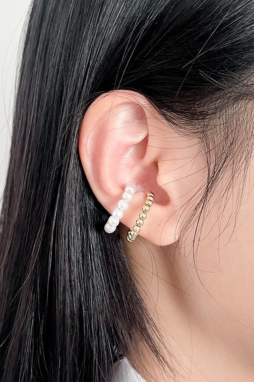 Jury Move Pearl Twist Double Line Ear Cuff