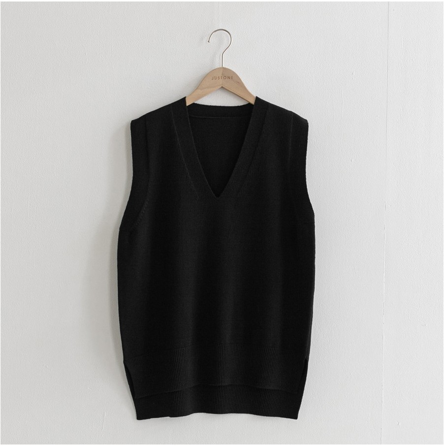 JUSTONE Lift V Neck Vent Knit Vest | Vests for Women | KOODING