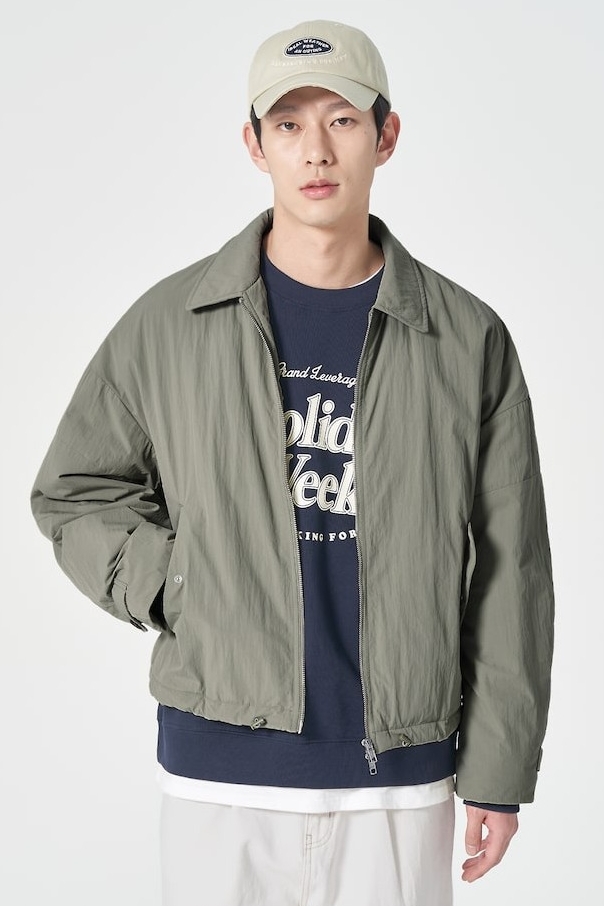 8seconds Light Weight Collar Neck Padding Jumper Khaki | Puffer for Men ...