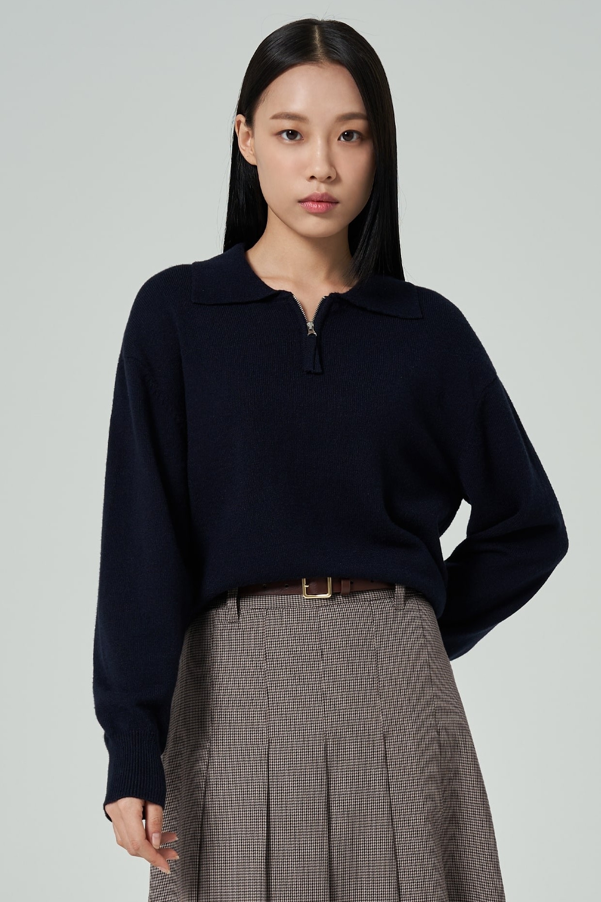 8seconds Plain Collar Neck Half Zipup Pullover Navy | Collared for ...