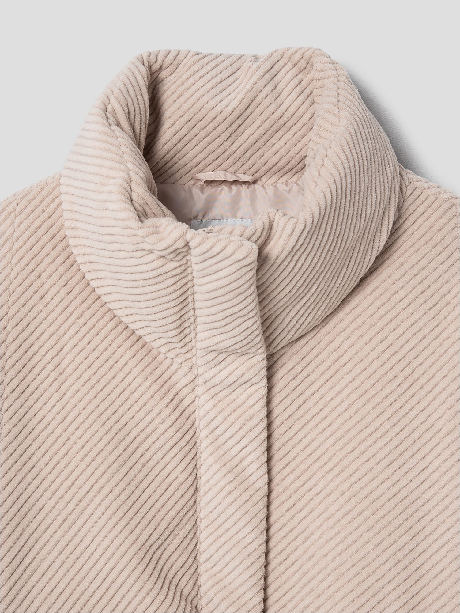 8seconds Corduroy High Neck Volume Padding Beige | Puffer for Women | KOODING