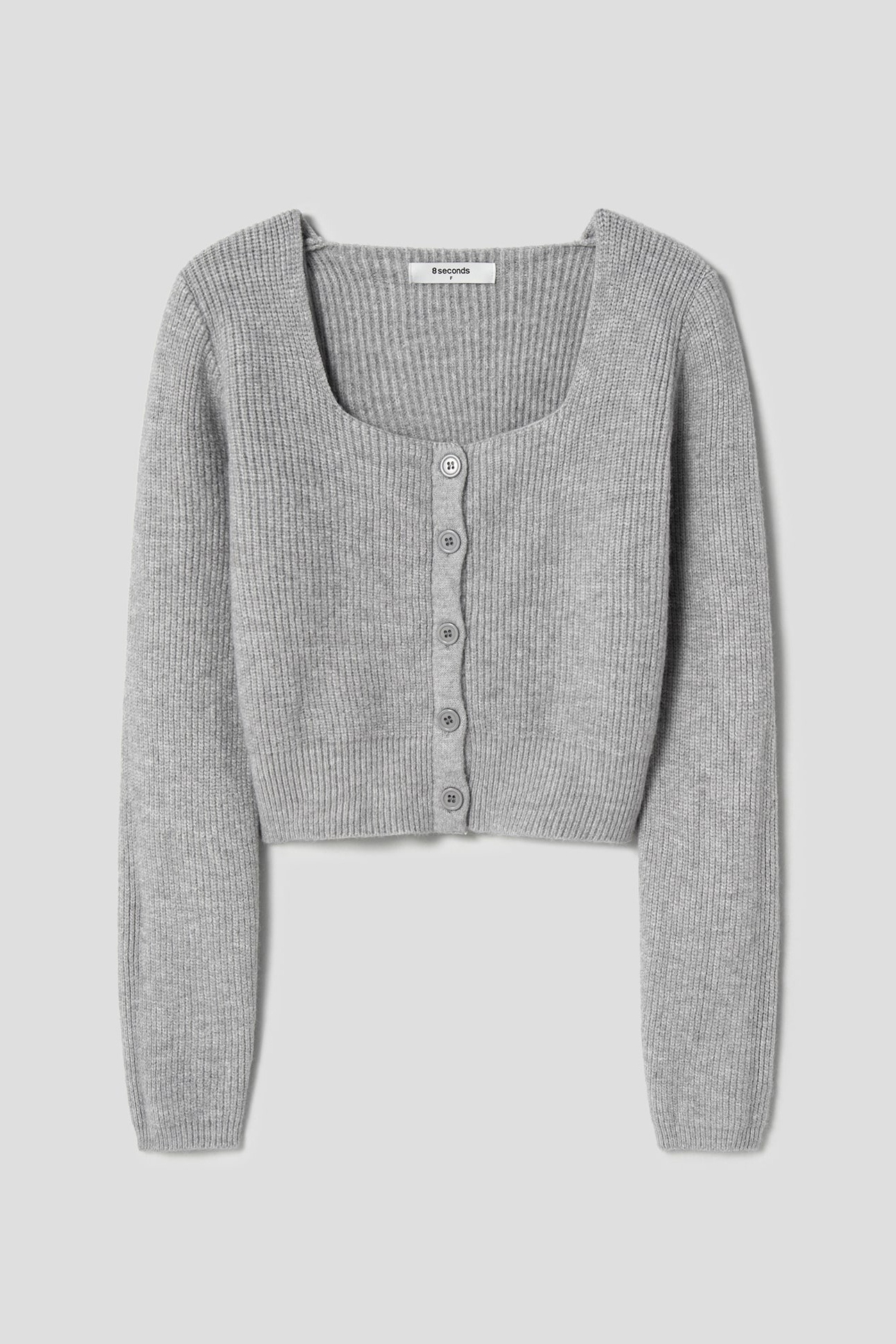 8seconds Squared Neck Cardigan Gray | Cardigans for Women | KOODING