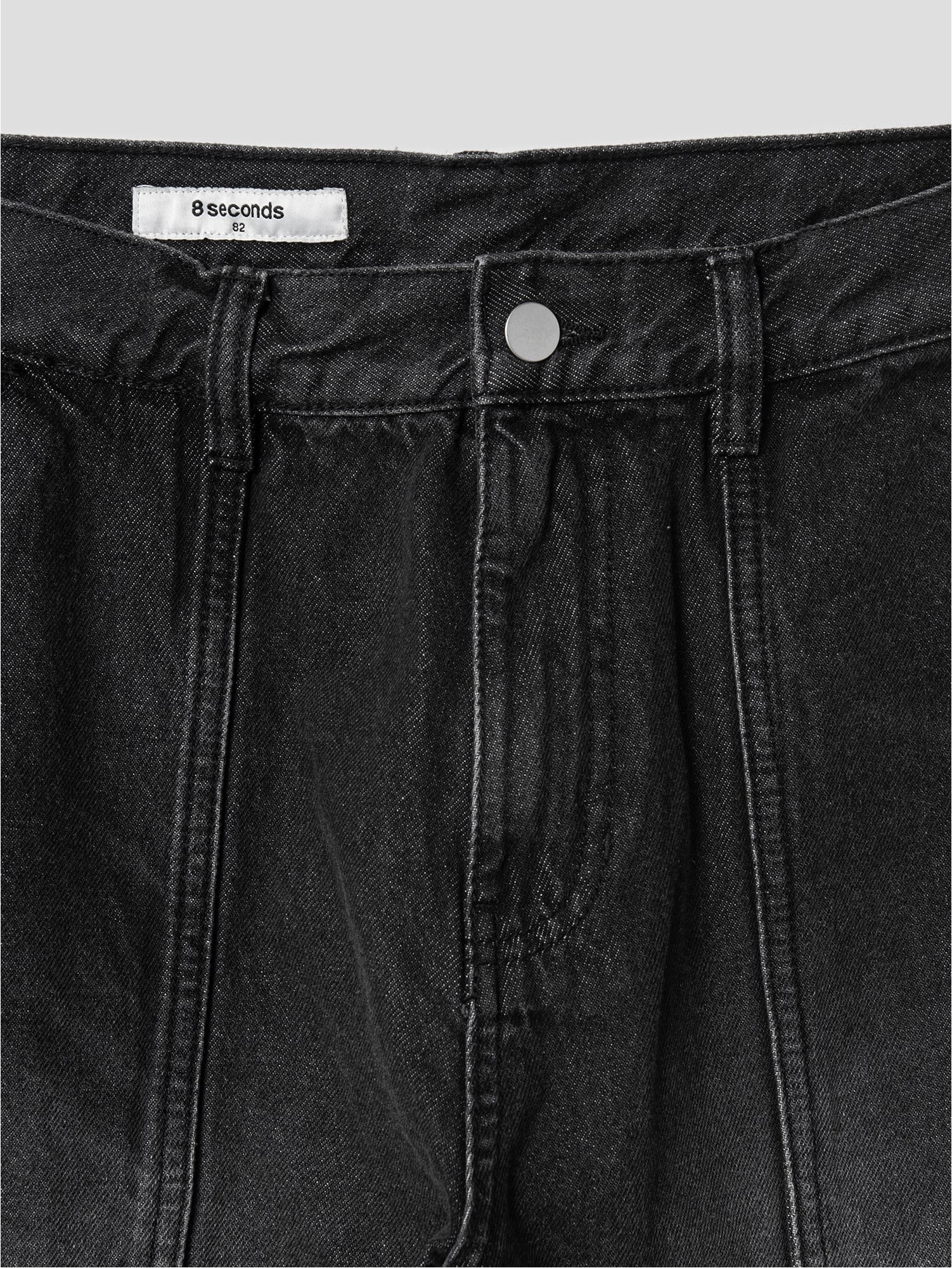 8seconds Zipper Cargo Wide Fit Denim Pants Black | Wide Pants for Men ...