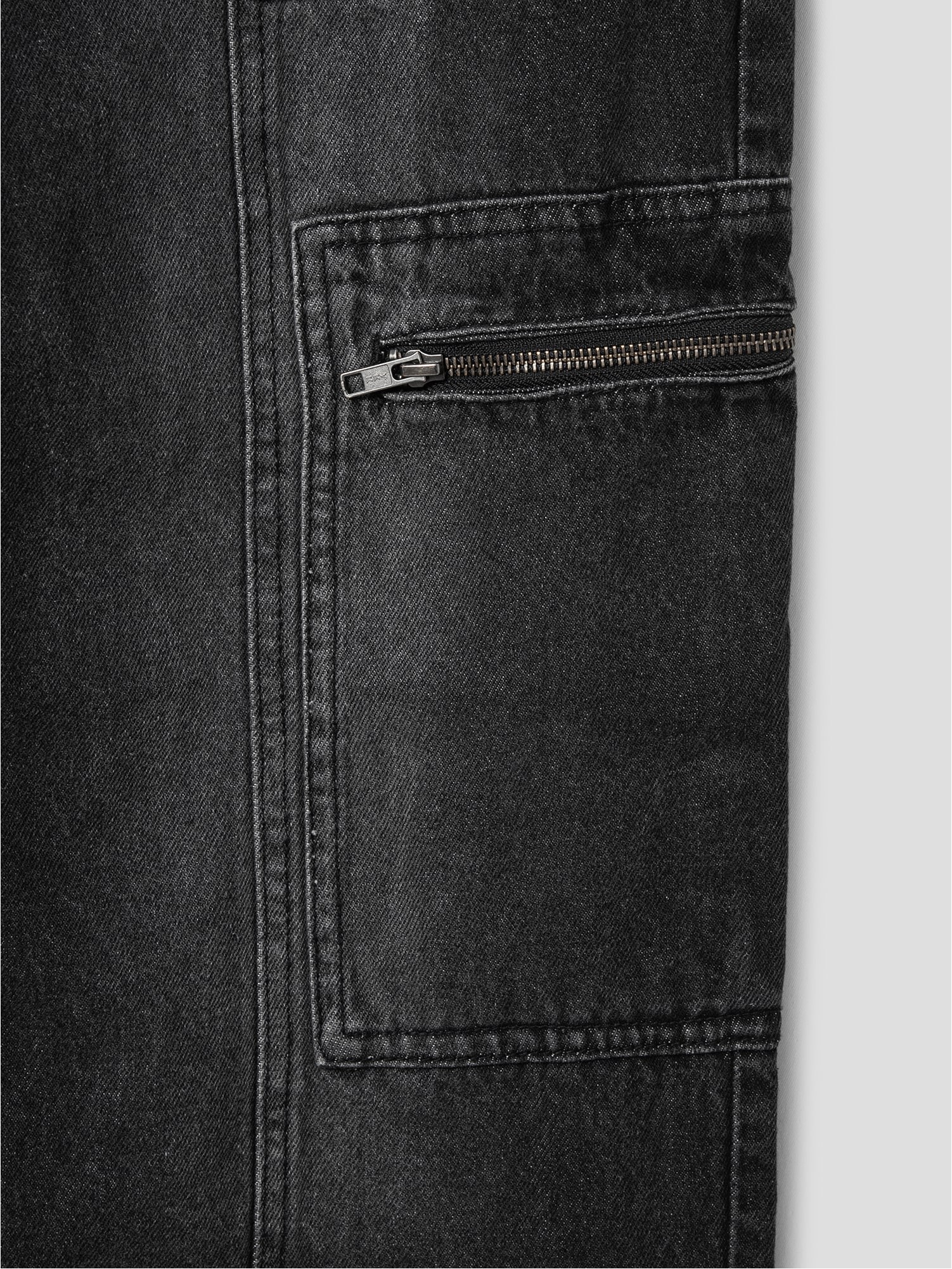 8seconds Zipper Cargo Wide Fit Denim Pants Black | Wide Pants for Men ...