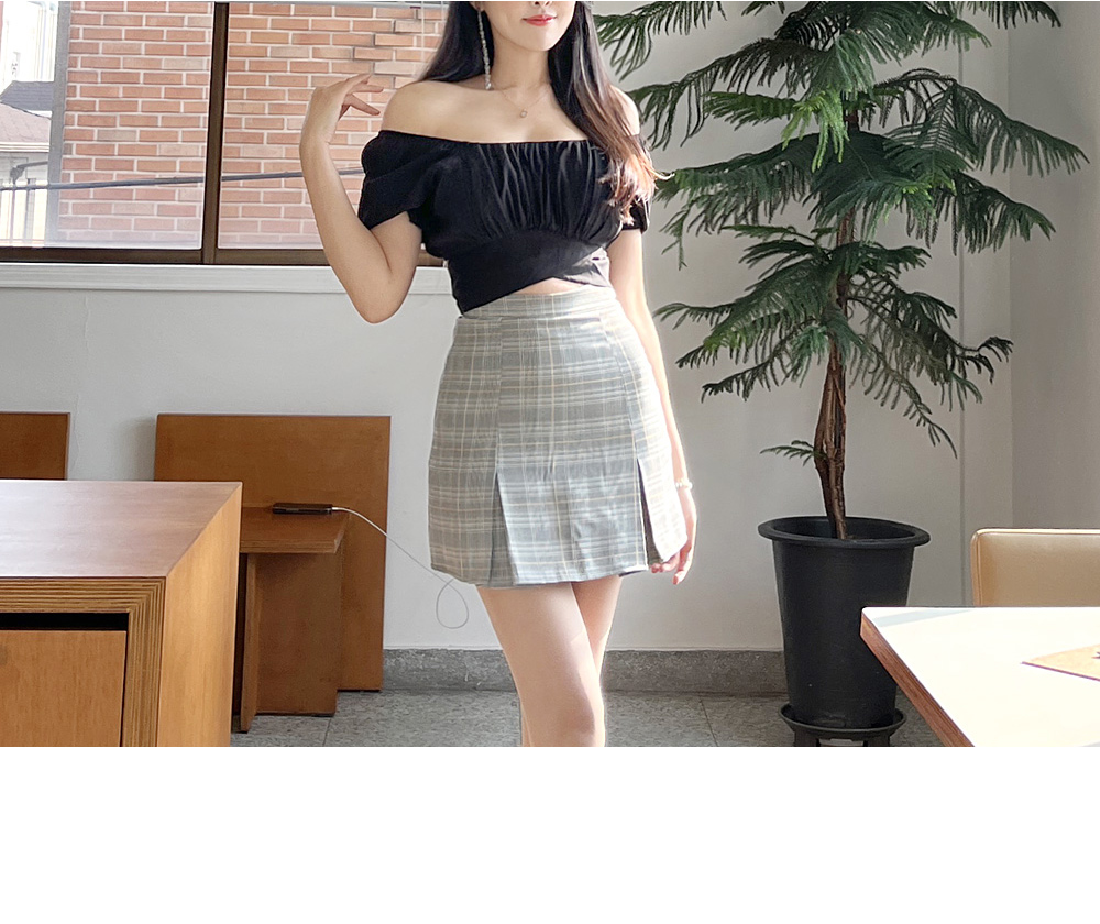 BLANC-CHIC Plaid Mimi Skirt | KOODING