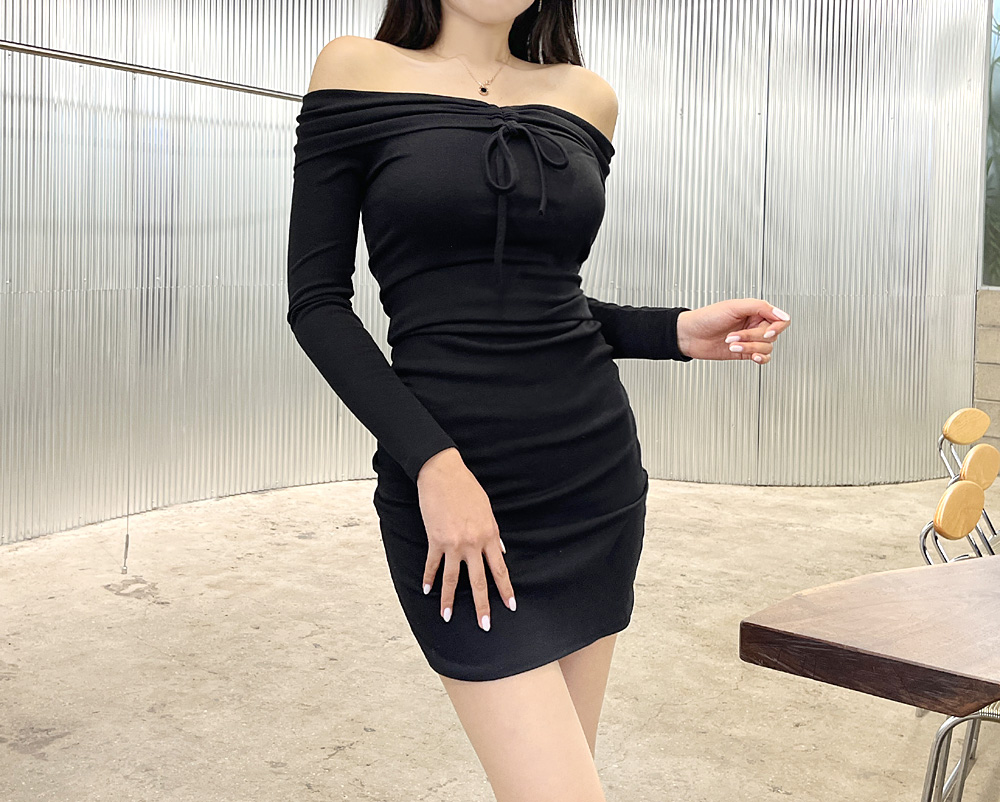 BLANC-CHIC Off-shoulder String Dress | KOODING