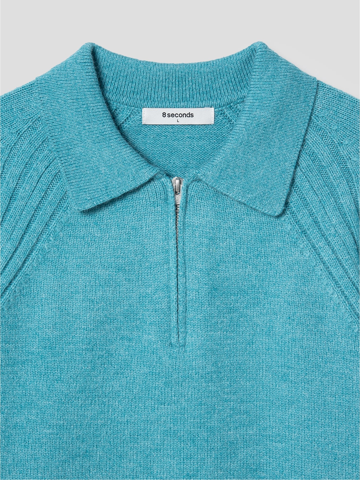 8seconds Raglan Collar Neck Half Zipup Knit Sky Blue | Collared for Men ...