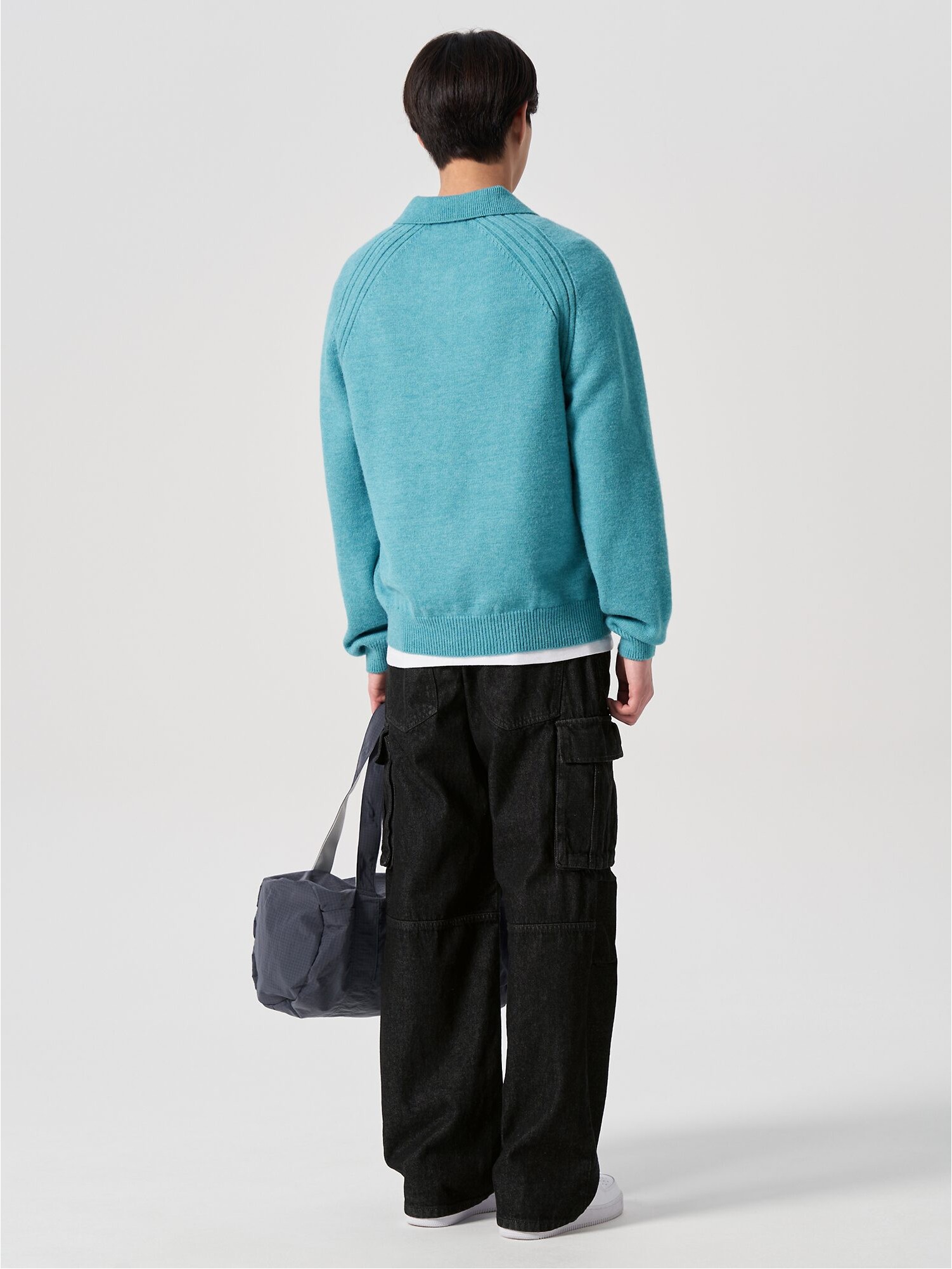 8seconds Raglan Collar Neck Half Zipup Knit Sky Blue | Collared for Men ...