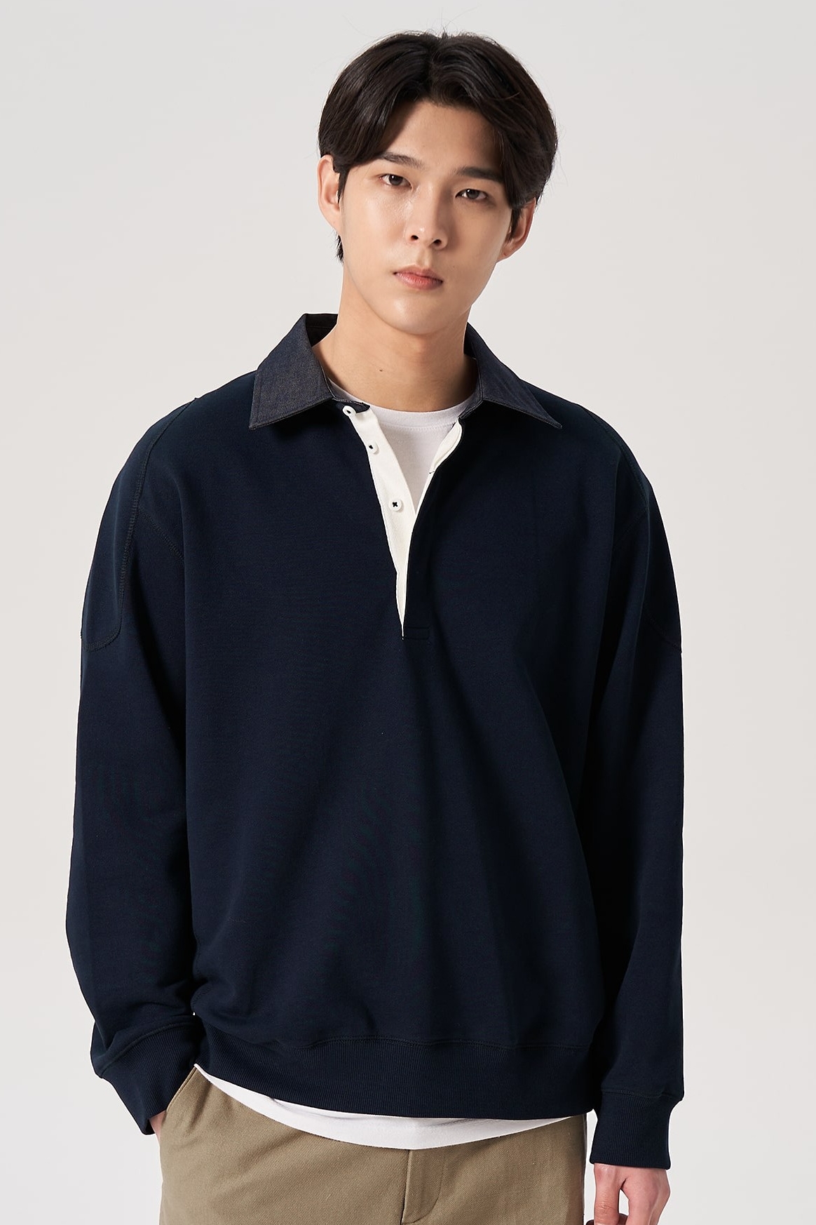 8seconds Coloration Collar Detail Rugby Sweatshirt Navy | Sweatshirts ...