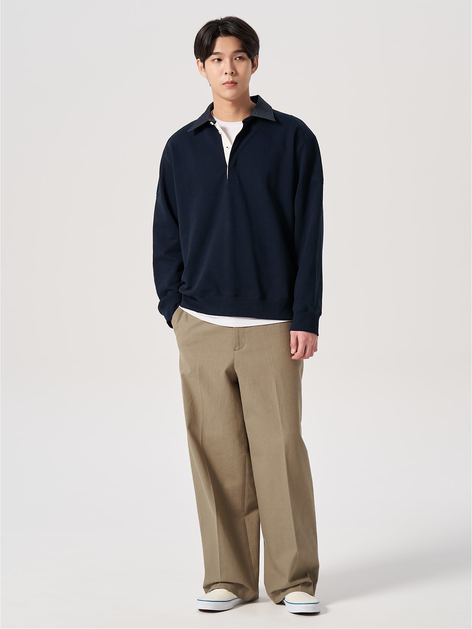 8seconds Coloration Collar Detail Rugby Sweatshirt Navy | Sweatshirts ...