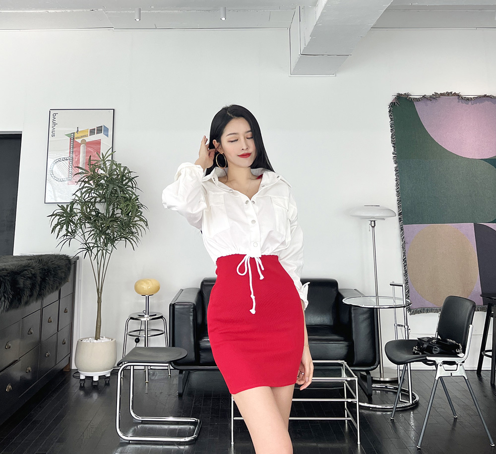 BLANC-CHIC Ribbon Mimi Slim Dress | KOODING