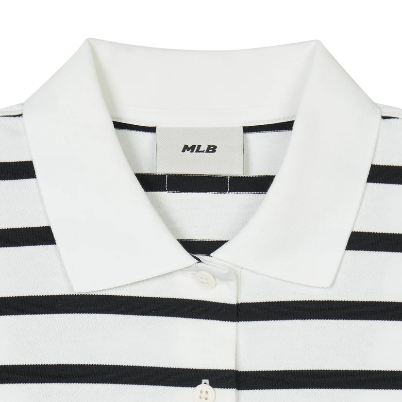 MLB Varsity Stripes Crop Collar Tee Shirt NY Yankees Ivory | Striped ...