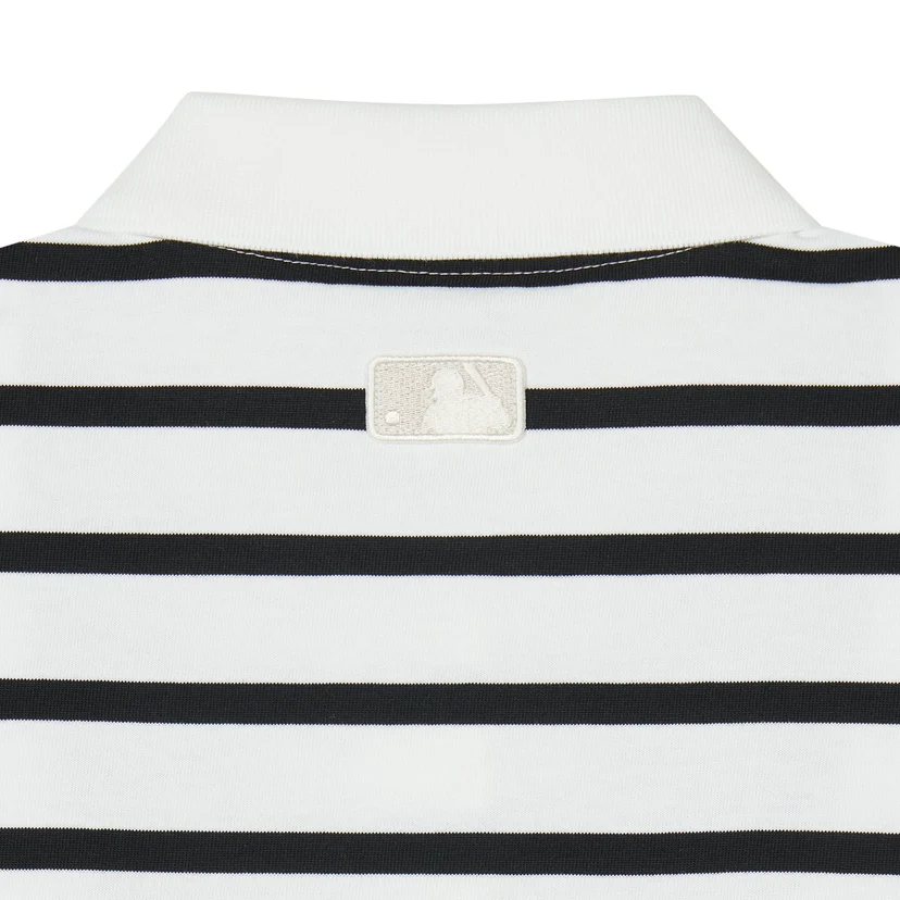 MLB Varsity Stripes Crop Collar Tee Shirt NY Yankees Ivory | Striped ...