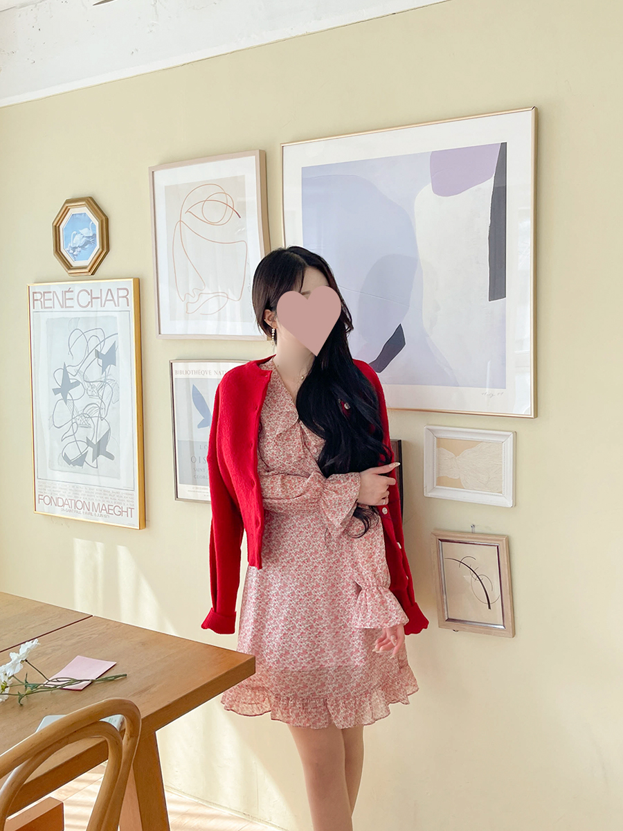 Fiona Rose Frill Flower Chiffon Dress A3226 | KOODING