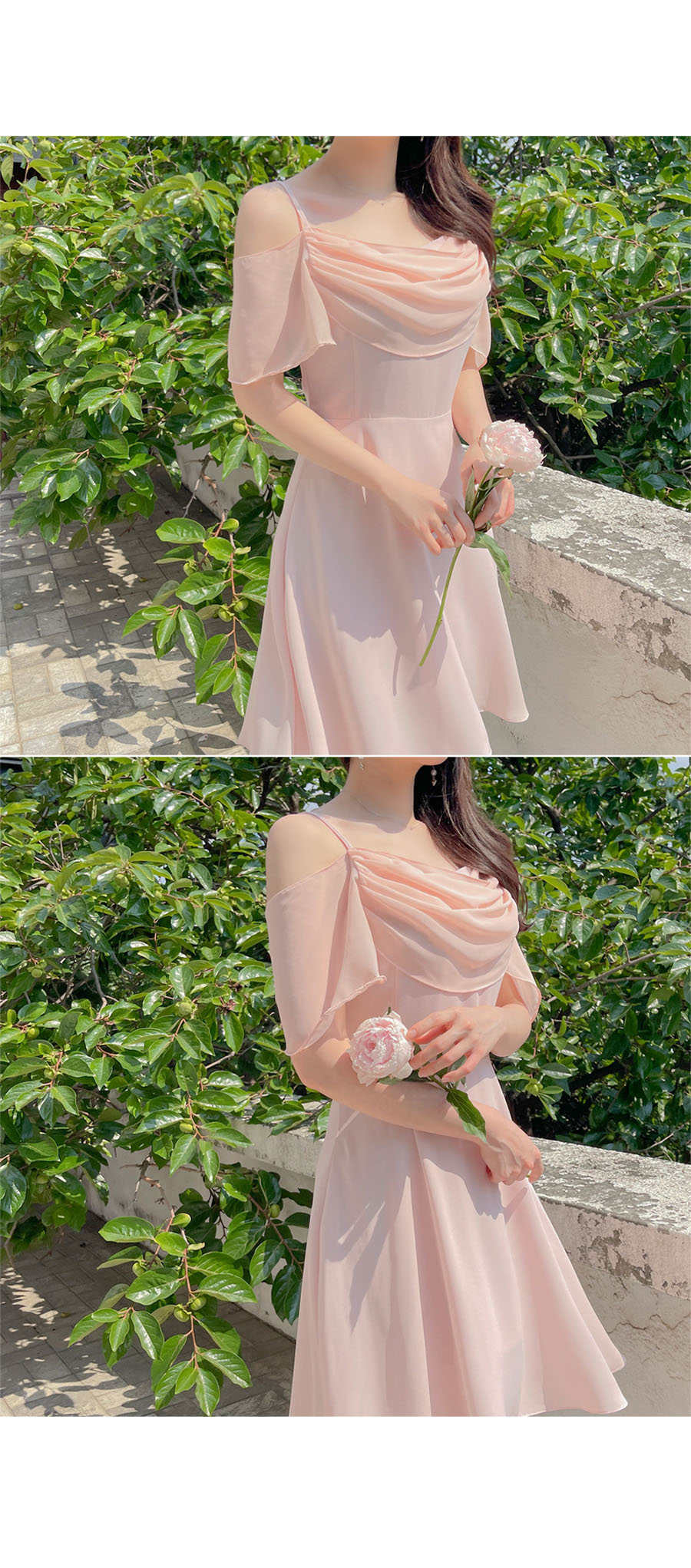 Fiona Angel Drape Chiffon A-line Dress A2439 | KOODING