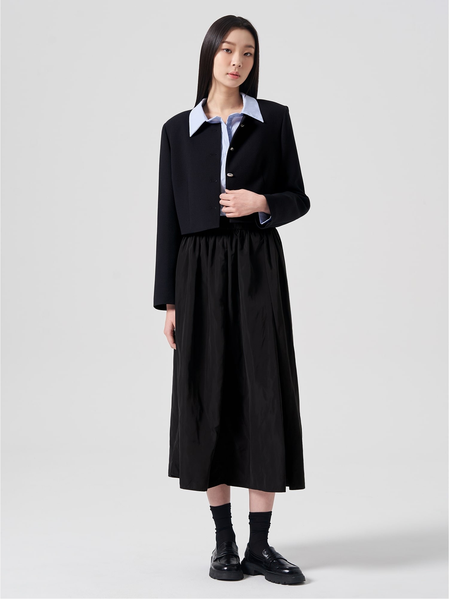 8seconds Poly Full Skirt Black | Maxi for Women | KOODING