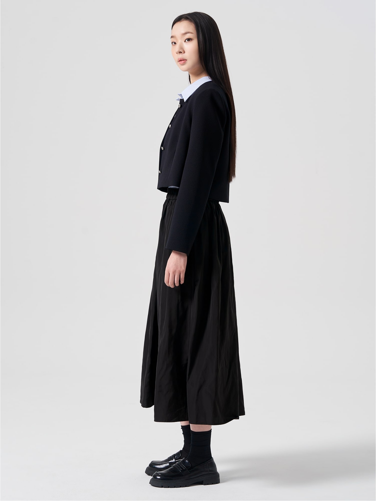 8seconds Poly Full Skirt Black | Maxi for Women | KOODING