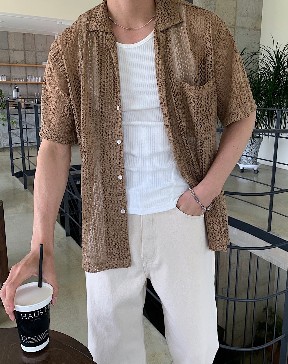 FLYDAY Deep Summer Mesh Half Shirt | KOODING