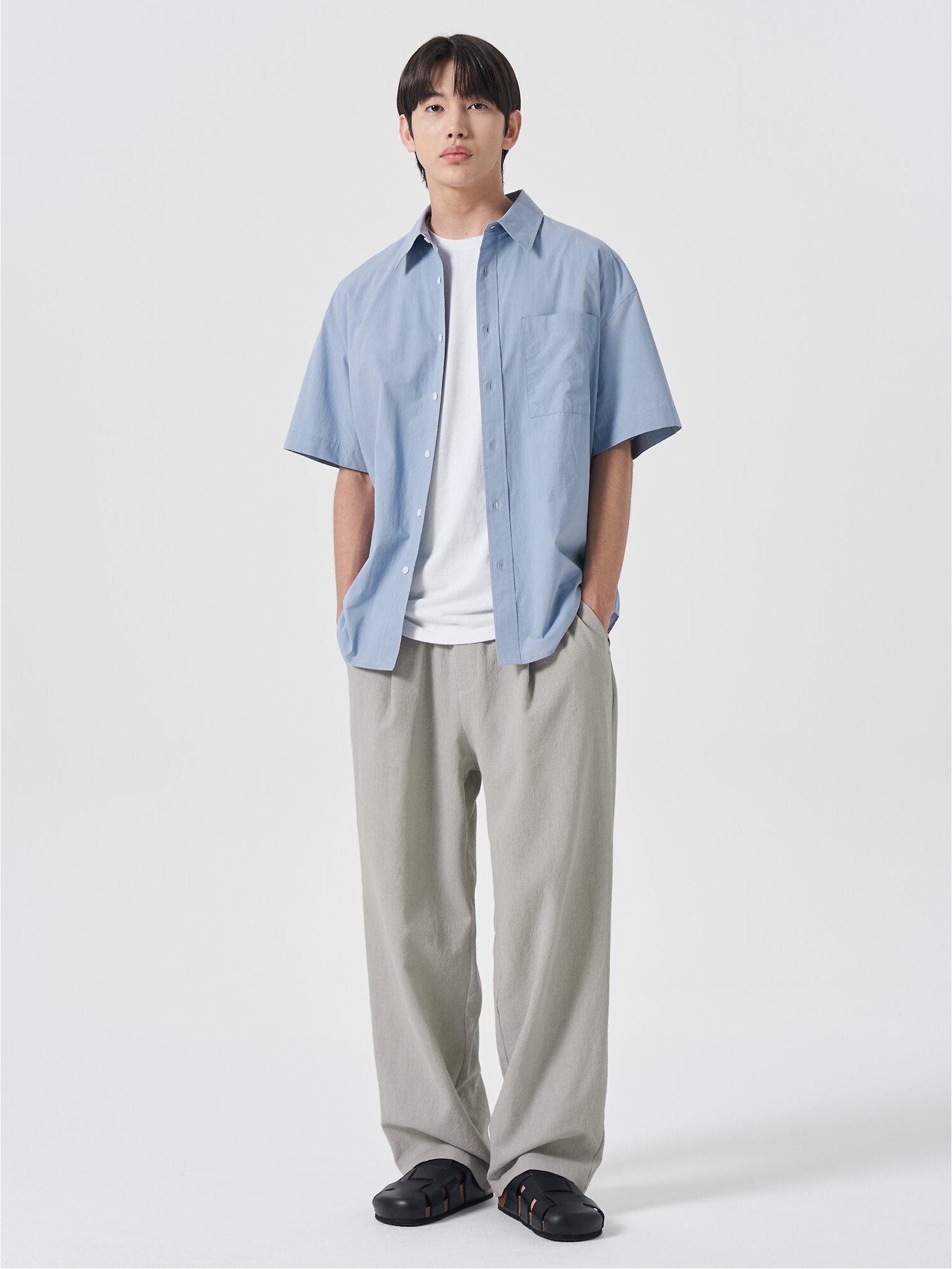 8seconds 60 Cotton Popline Oversized Half Sleeve Shirt Sky Blue ...