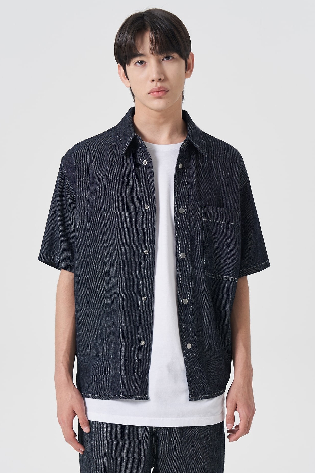 8seconds Linen Like Denim Half Sleeve Shirt Navy | Casual 8seconds Linen Like Denim Half Sleeve Shirt Navy | Casual