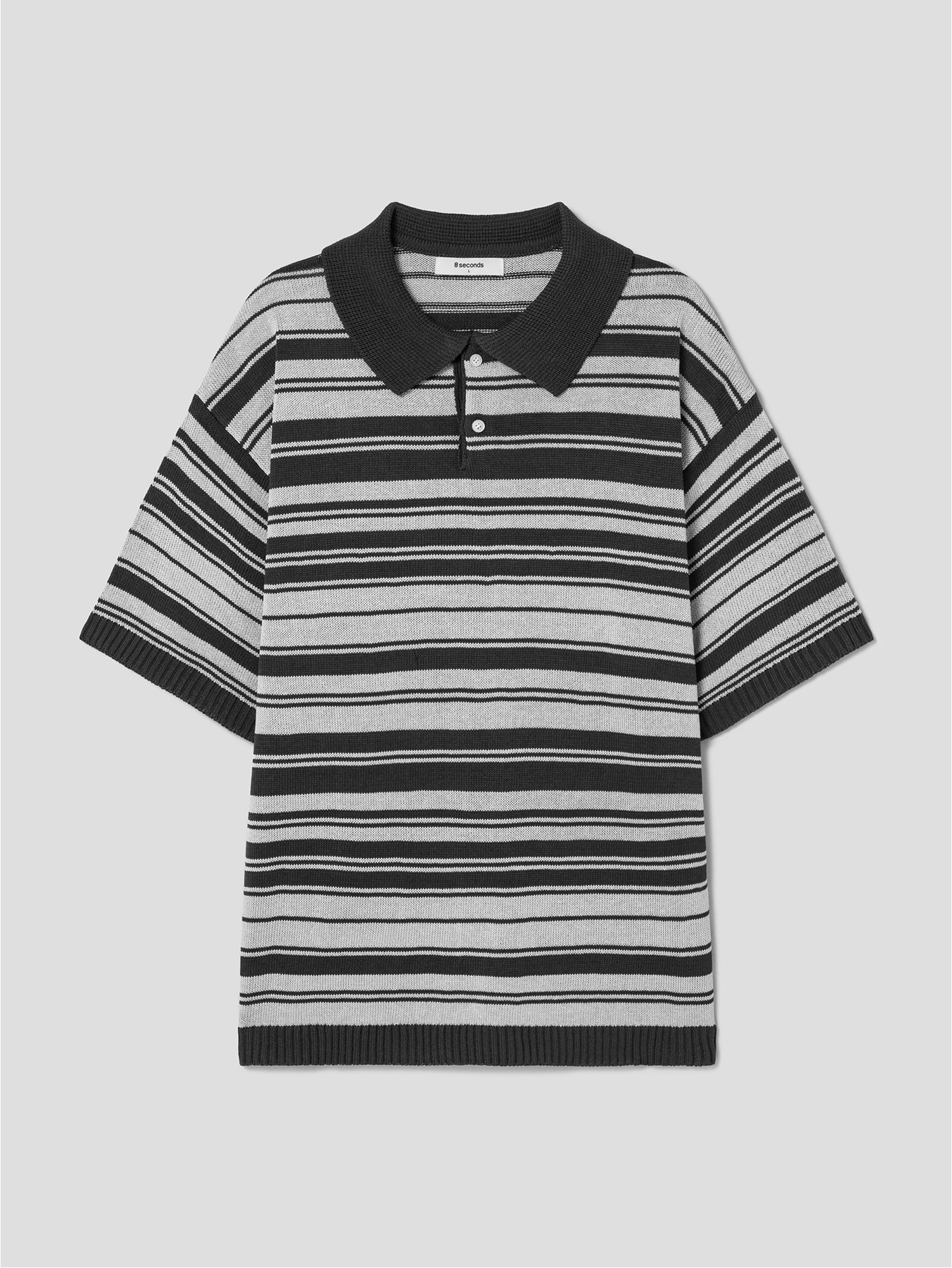 8seconds Multi Stripes Collar Knit Pullover Ash | Polos for Men | KOODING