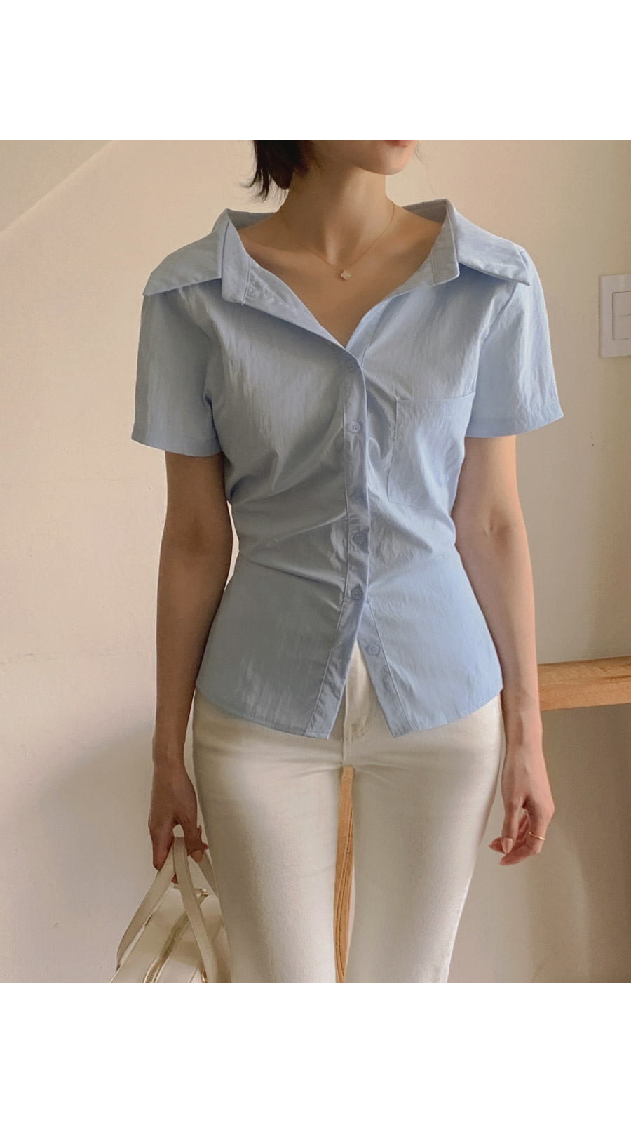 TWEE Moizen Open Collar Shirt Blouse | KOODING