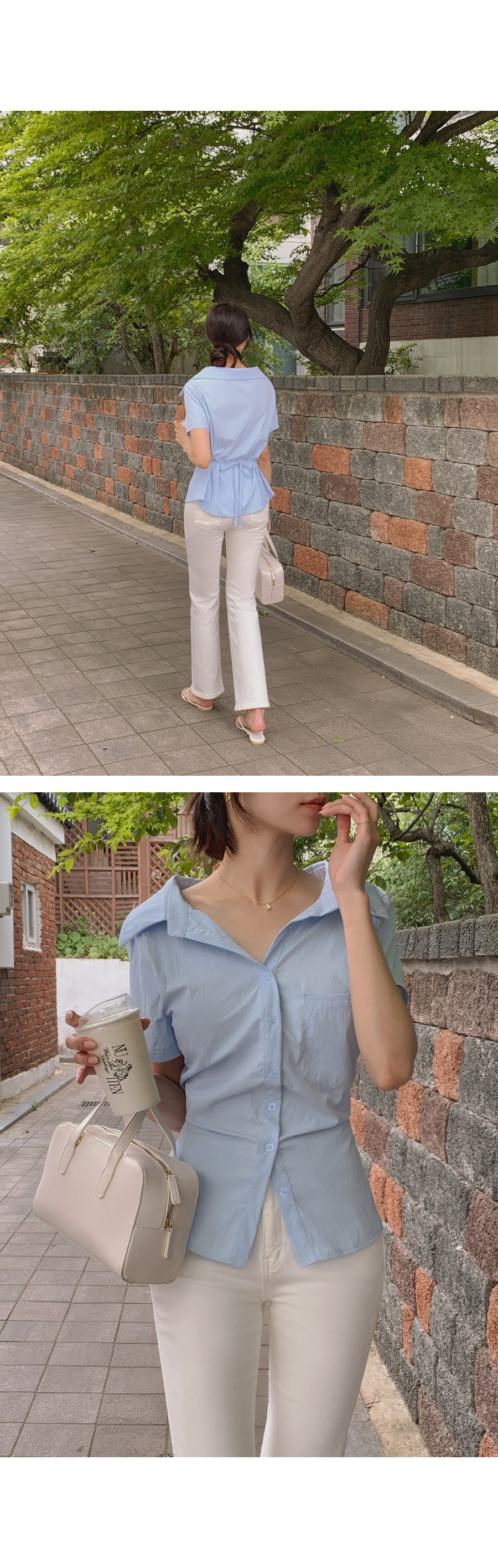 TWEE Moizen Open Collar Shirt Blouse | KOODING