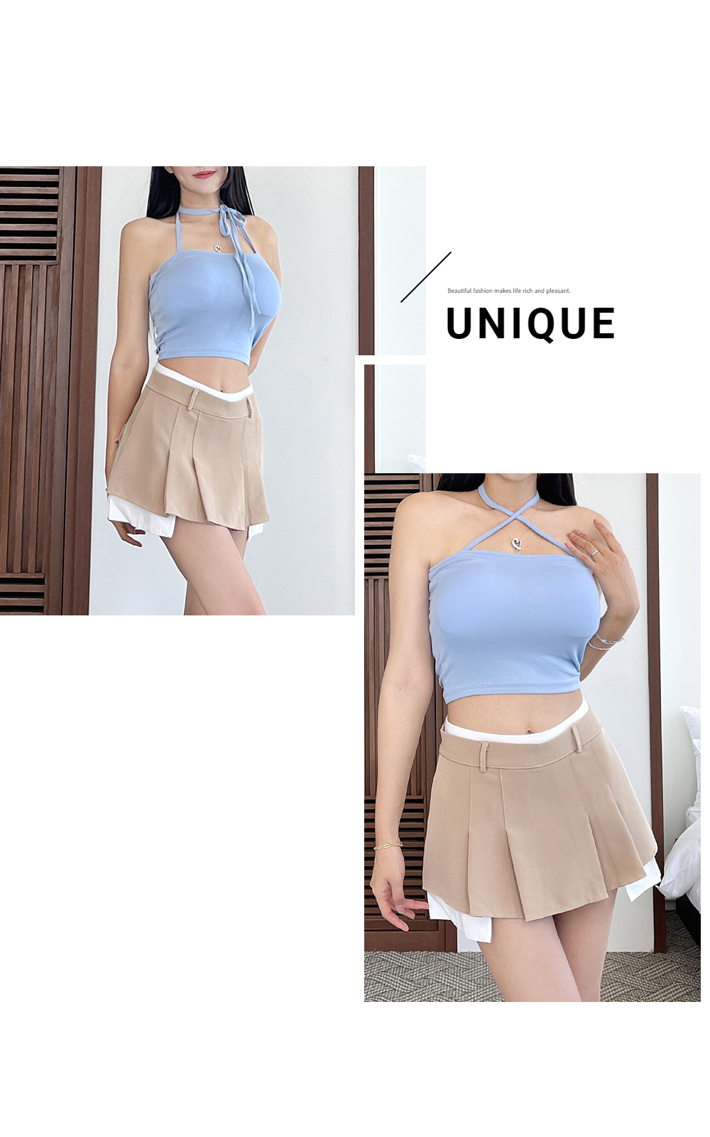 BLANC-CHIC Hip-high Mini Skirt | KOODING