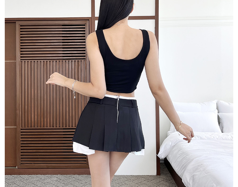 BLANC-CHIC Hip-high Mini Skirt | KOODING
