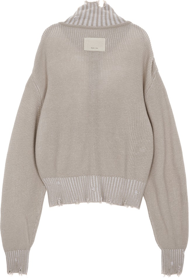 Matin Kim Color Ribbed High Neck Zip Up In Beige | Jackets for Women ...