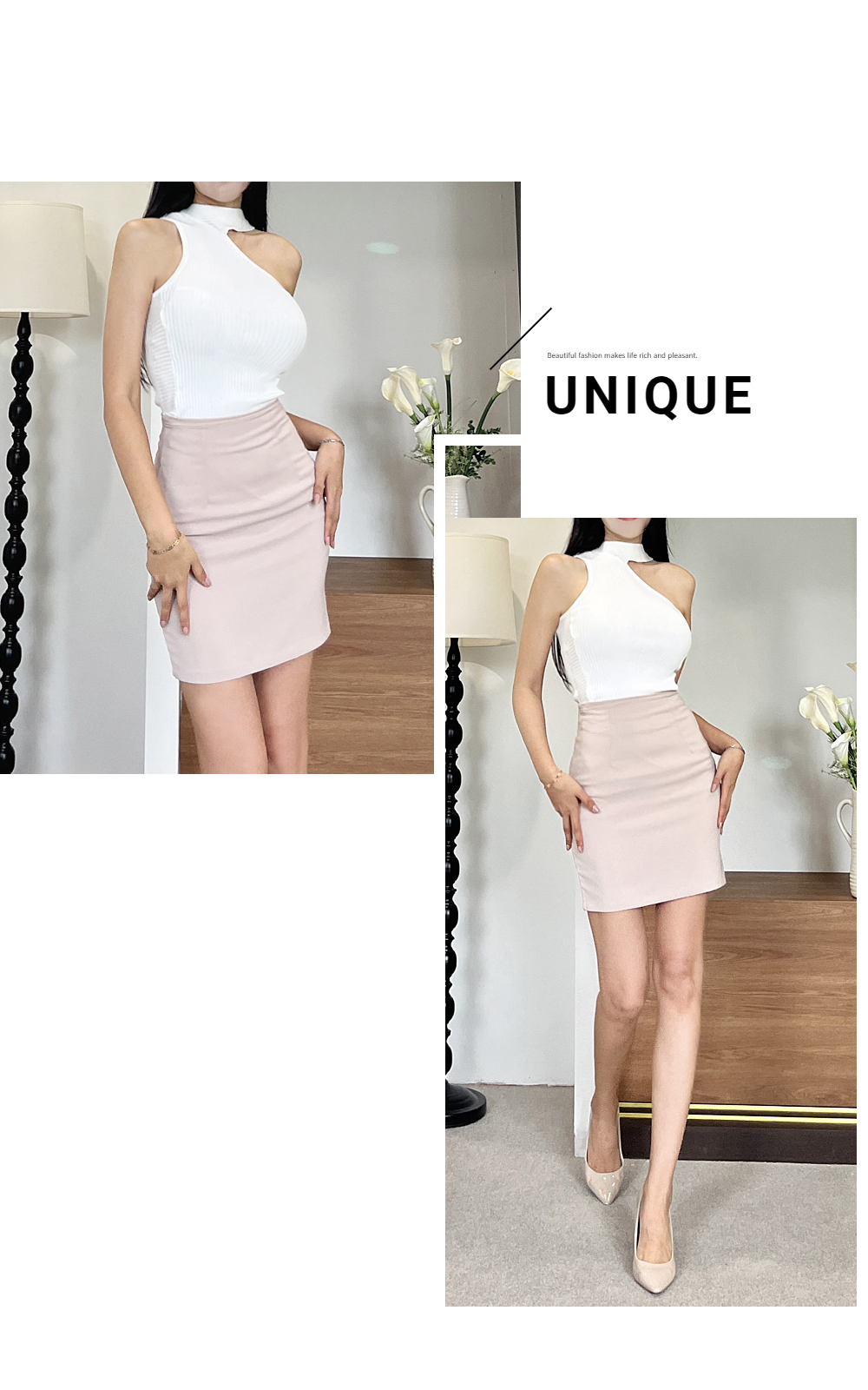 BLANC-CHIC Vivia H Basic Midi Skirt | KOODING